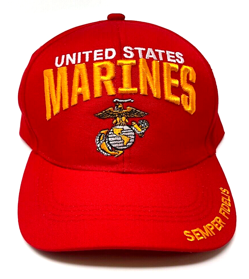 RED UNITED STATES MARINE CORPS USMC MARINES BOLD TACTICS CURVED BILL ...