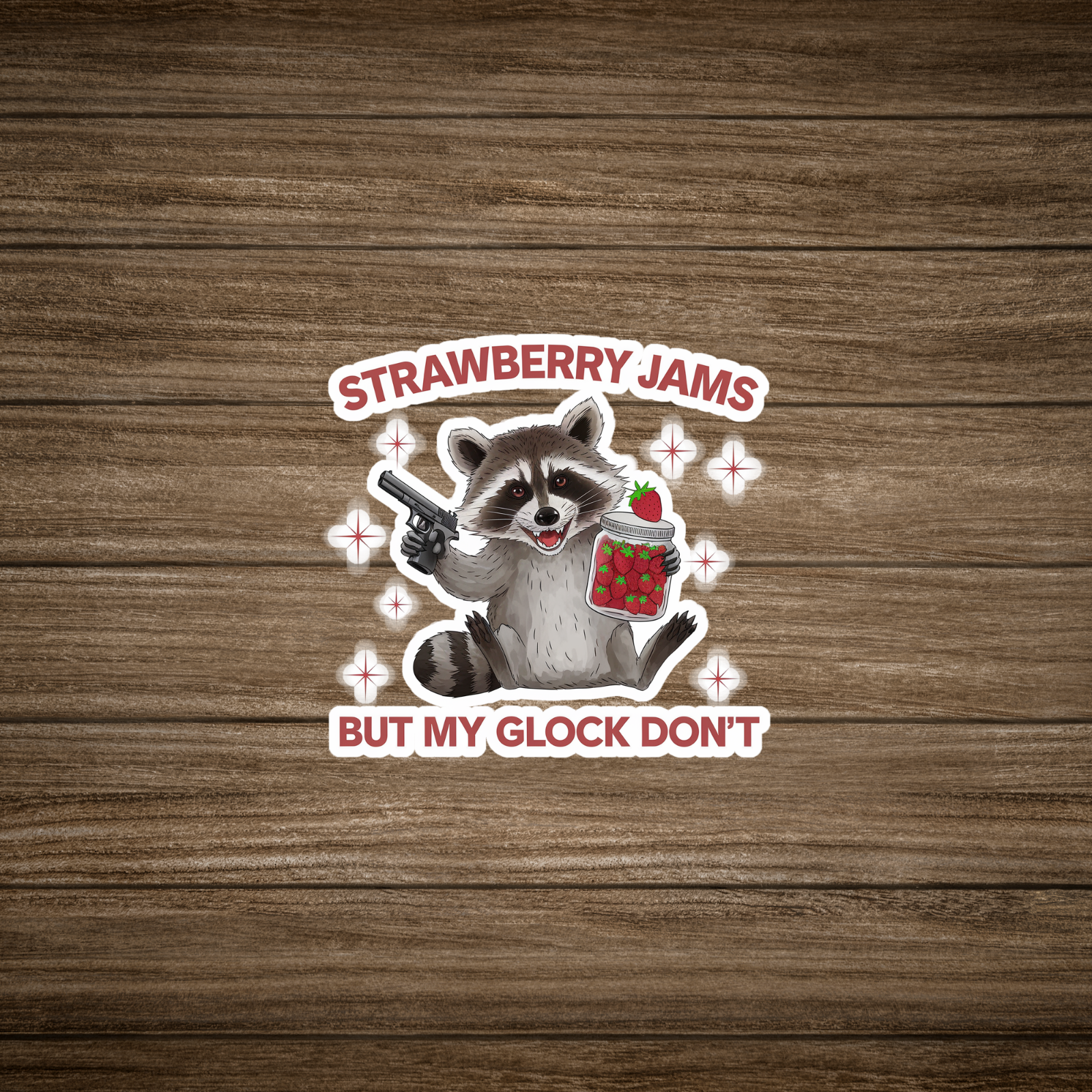 Funny Raccoon Gangster Strawberry Jam Glock Joke Sticker #2496 | eBay
