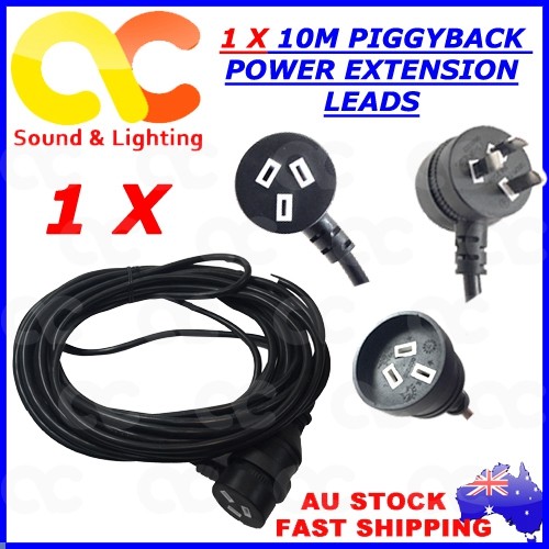 Black Piggyback Plug Main Power Lead/Extension Cord 240V 3Pin 10amp 0. ...