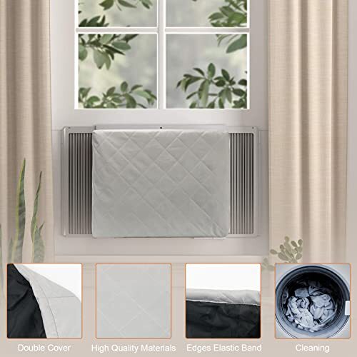2 Pack Indoor Air Conditioner Cover for Window Units, Inside Window AC ...