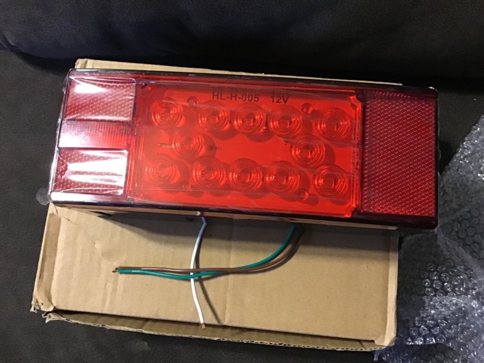 Partsam 2Pcs Rectangle LED Trailer Camper RV Triple Tail Lights Stop Turn