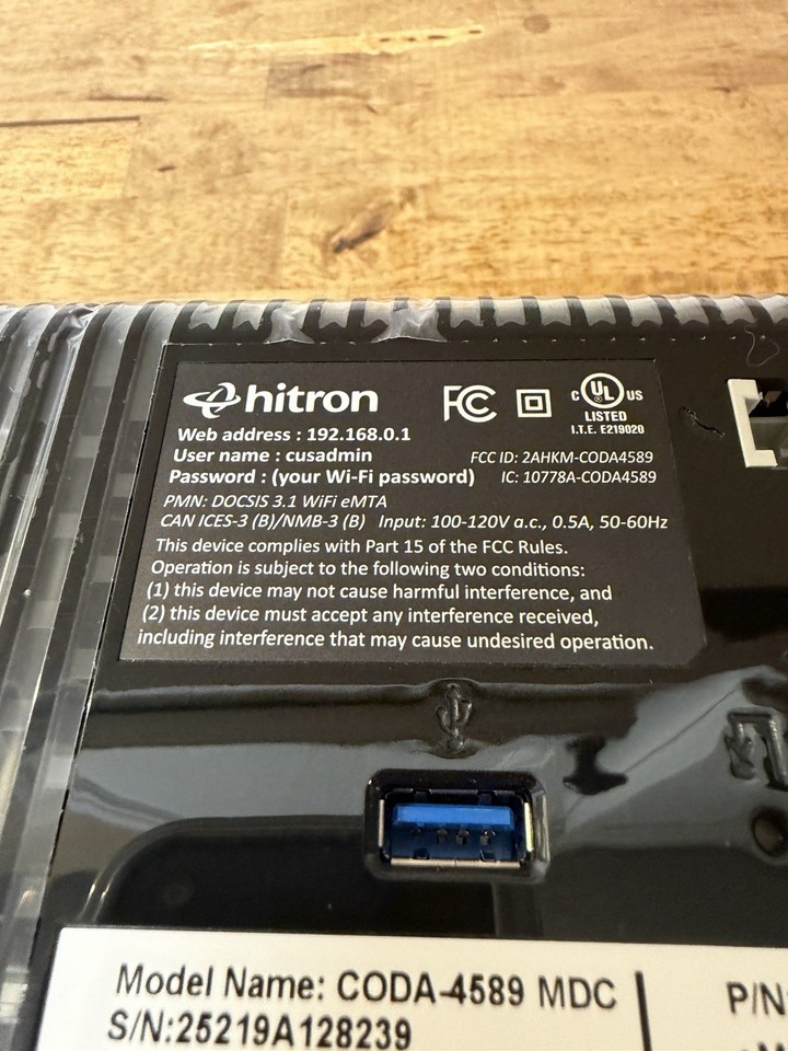 HITRON CODA-4589 CABLE MODEM ROUTER NEW | eBay
