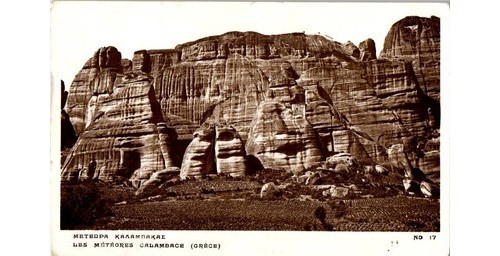 1937 Meteora Greece Monasteries Postcard Larissa Cancel Philatelic ...