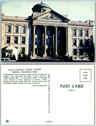Clay County Court House Brazil Indiana Postcard | eBay