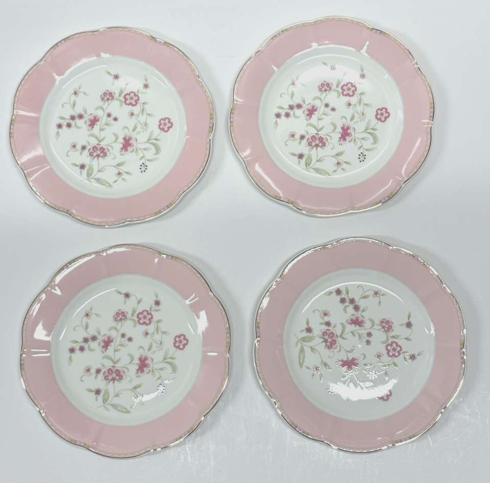 4-Grace Teaware PINK CORN FLOWERS w/Gold Trim Porcelain Dessert Plate ...