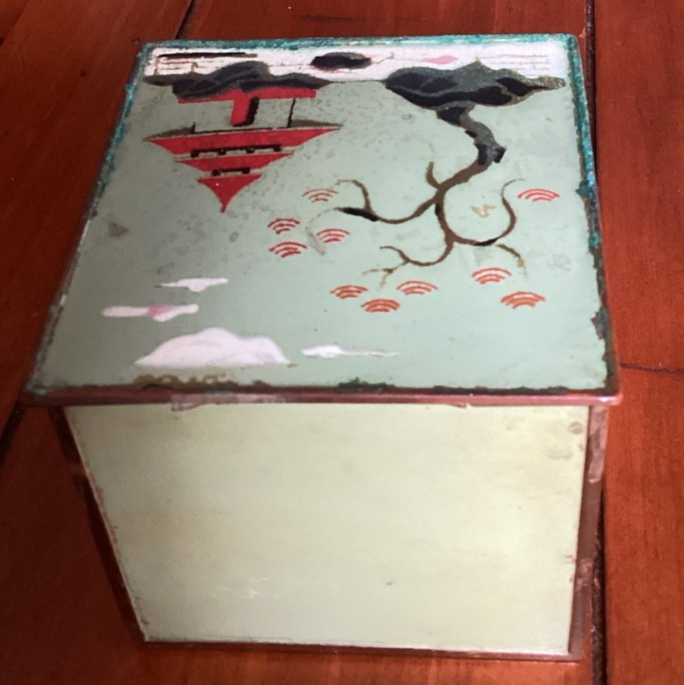 Vintage 1940s Cigarette Box Rare Japan Painted Brass Enamelled Cube Pop ...