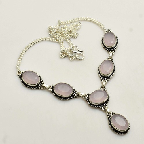 Rose Chalcedony Gemstone Ethnic Handmade Necklace Jewelry Gift 18 Gms ...