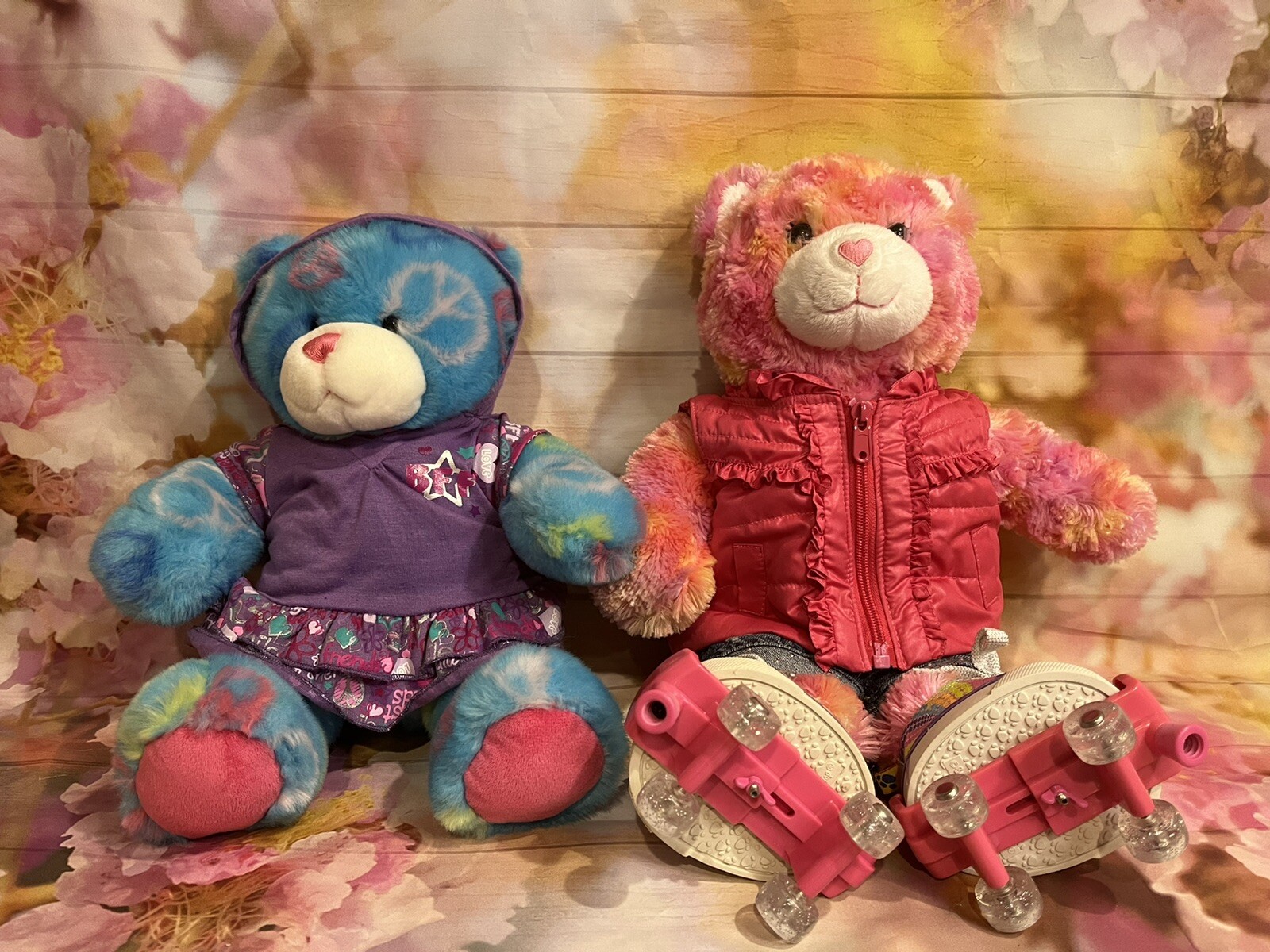 Build A Bear Lot of 2 BAB Roller Skates Clothes Blue and Pink | eBay