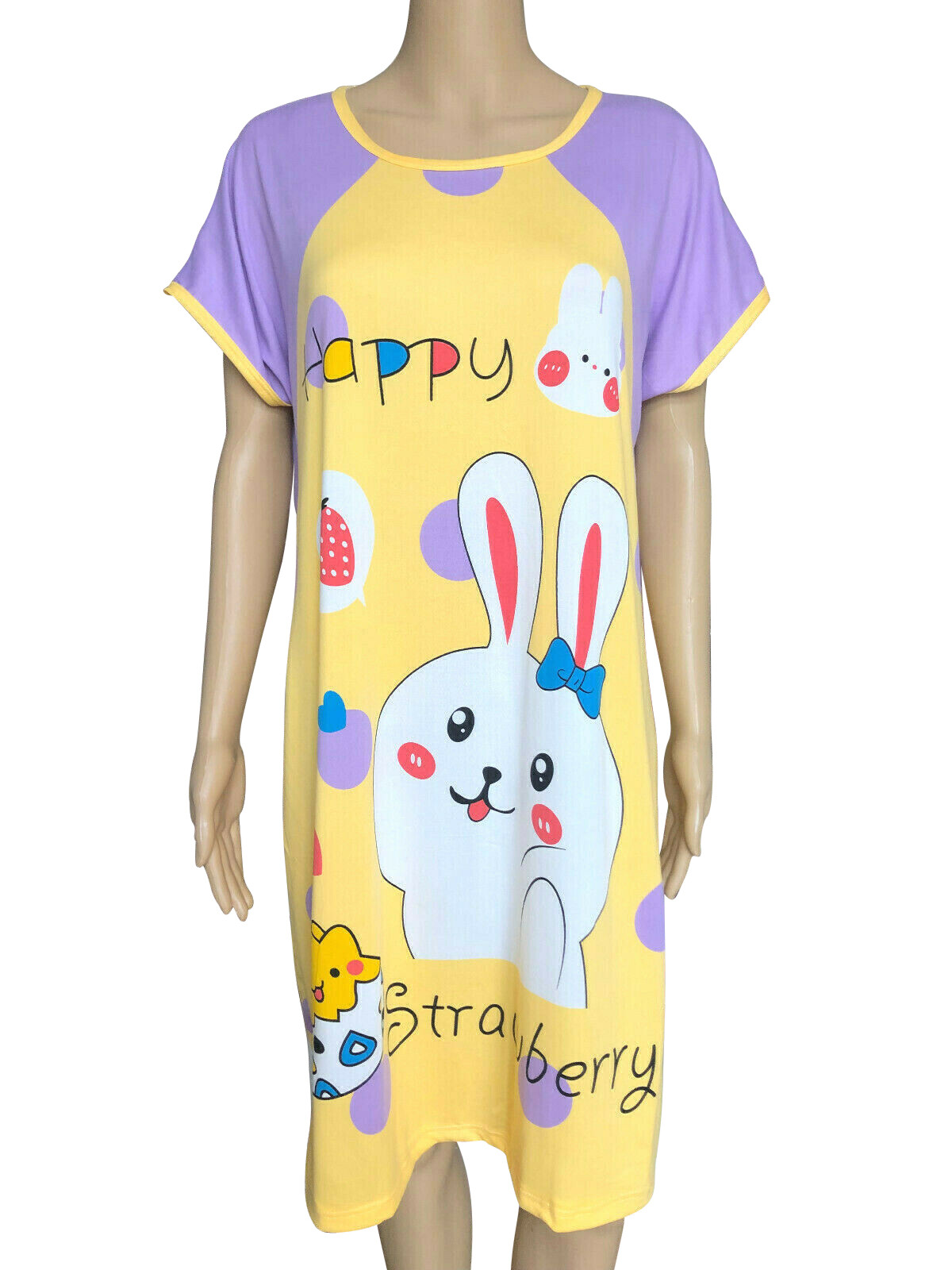 Women Girls Short Sleeve Cartoon Nightgown Oversized Cute SleepShirt ...