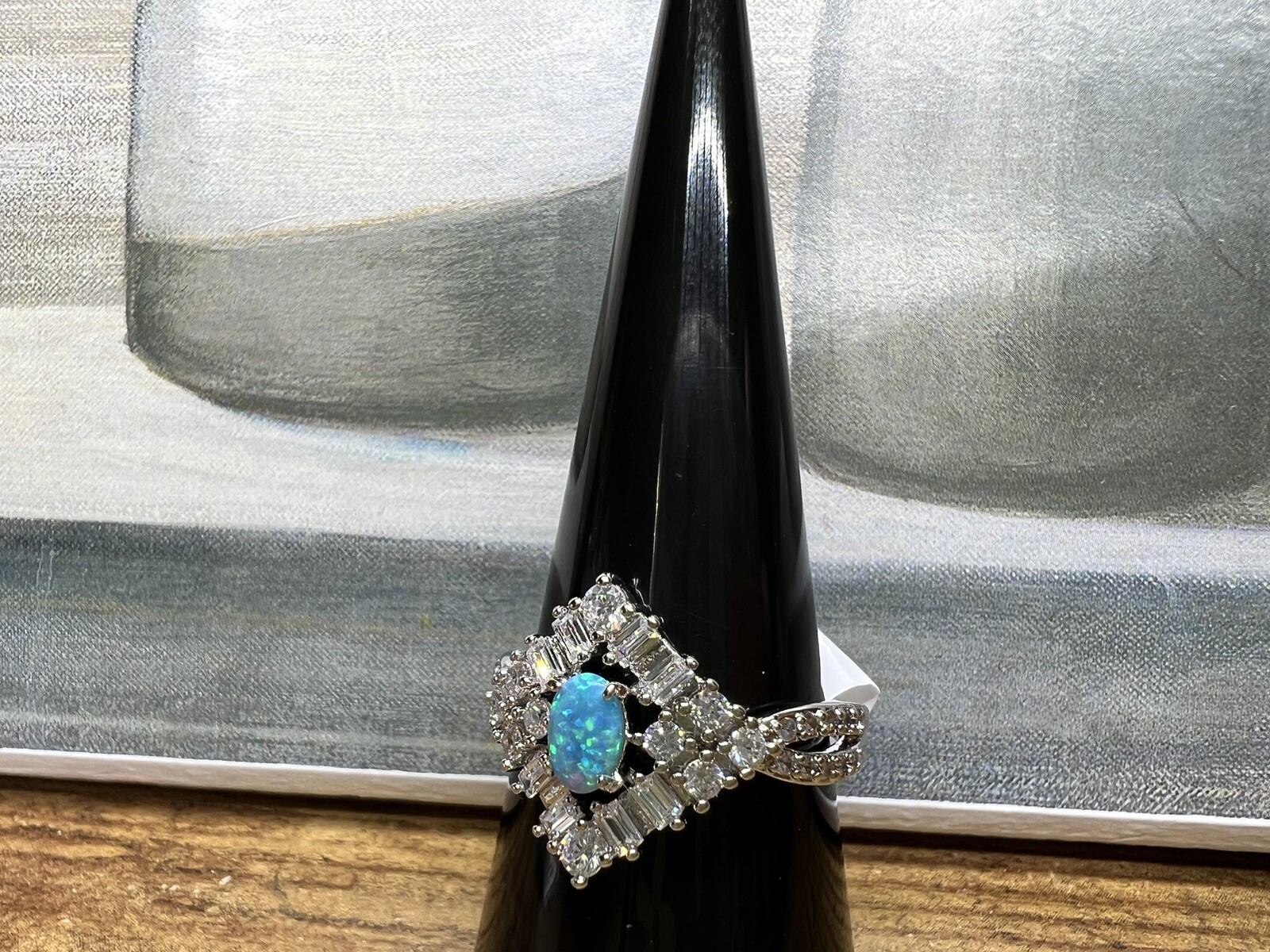 Ring Bomb Party RBP5462 This Love I Found aquamarine fire Opal Size 9 ...