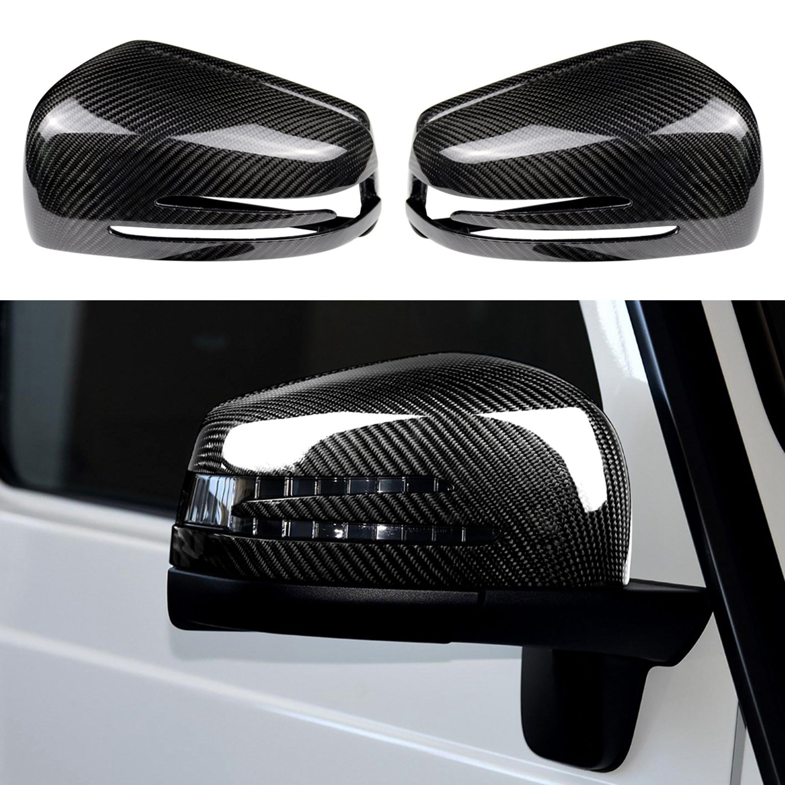Pair Carbon Fiber Side Rear Mirror Covers For Mercedes W204 W212 W117 C ...