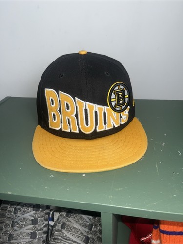Boston Bruins Hat Cap Snap Back White Black NHL Hockey Script New Era ...
