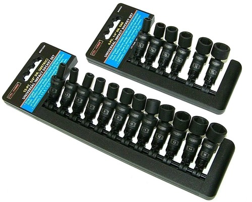18pcs 1/4" Dr. Universal Swivel Impact Socket Set Professional Metric ...
