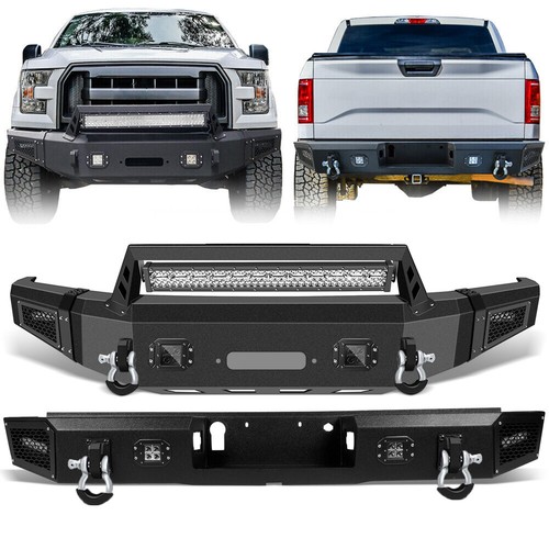 Offroad Front/Rear Bumper W/Winch Plate & LED Spotlights For 2015-2017 ...