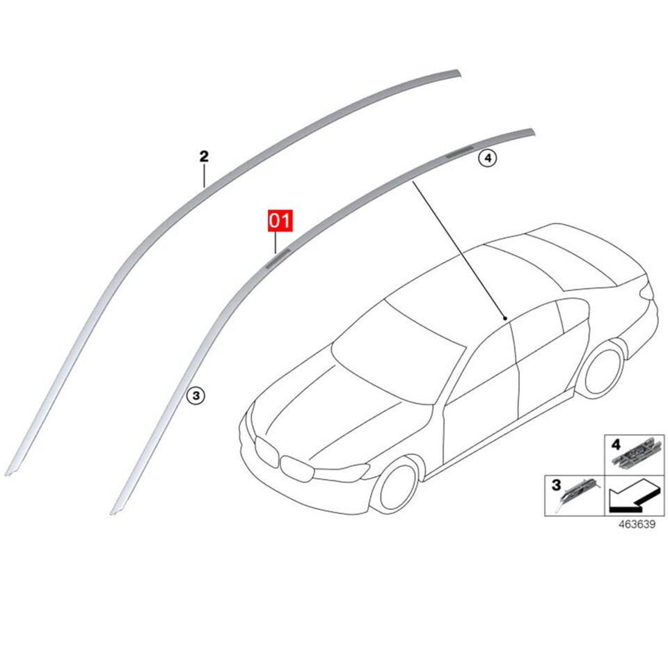 For BMW 5series G30 G31 2018-2023 Right Roof Drip Molding End Cap ...