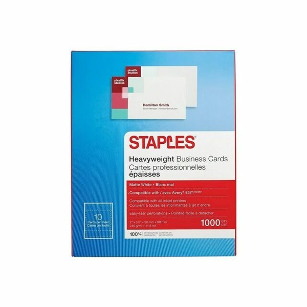 Staples Inkjet Heavyweight Matte 190 White & 250 Ivory Business Cards ...