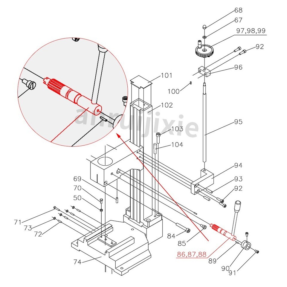 Micro Mill Gear Shaft Downfeed 14T for SIEG X1/SX1/SX1L/Little Milling ...