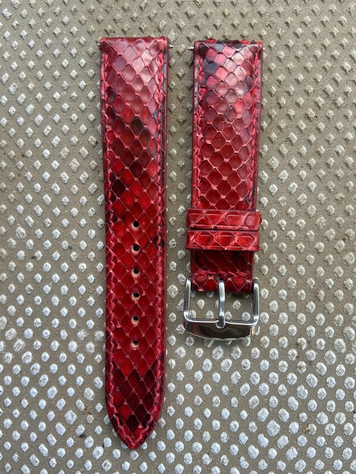 26mm 24 23 22 21 20 19 18 17 16 15 14 red black Snake Leather Watch ...
