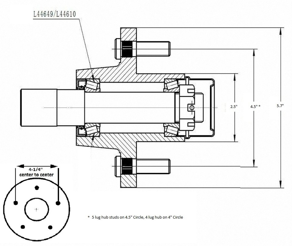 New 2200# Axle Beam 5 Lug 72" Hub Face Boat Trailer Axle | 72 ...