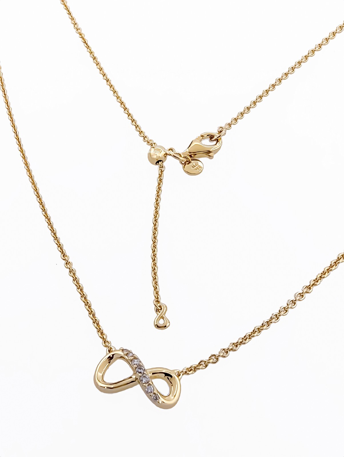 NEW 100% Auth PANDORA 14k Gold Sparkling Infinity Collier Necklace ...
