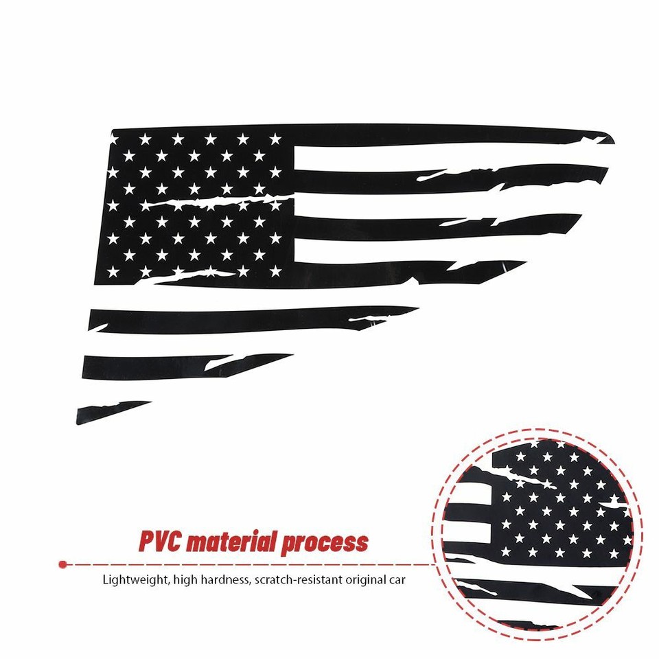 2PCS Exterior Rear Window Decor Sticker US Flag Trims For Ford Mustang ...
