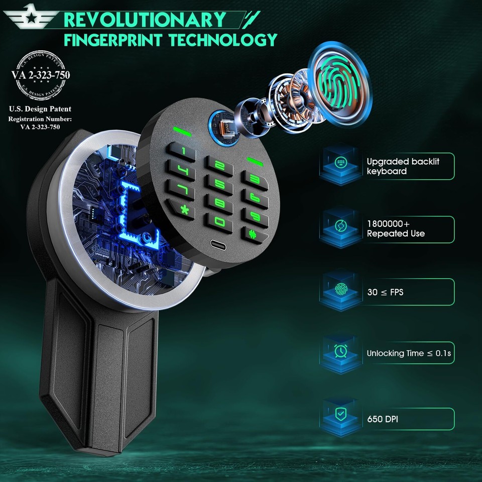 2-3 Rifle Gun Safe Biometric Fingerprint Long Gun Safe for Home Rifle ...