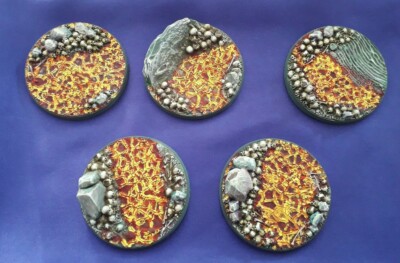5 x 60mm Lava Wargame / Warhammer / 40K Bases, WELL PAINTED, NEW | eBay