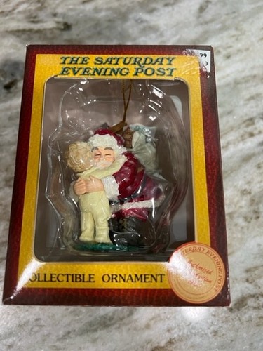 Trevco The Saturday Evening Post Christmas Ornament Santa Hugging Child ...