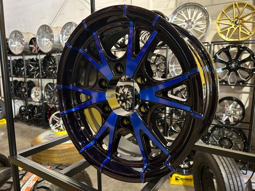 15X6 INCH RHINO TRAILER WHEEL Aluminum Wheel CW516 6LUG BLACK+RED FACE ...