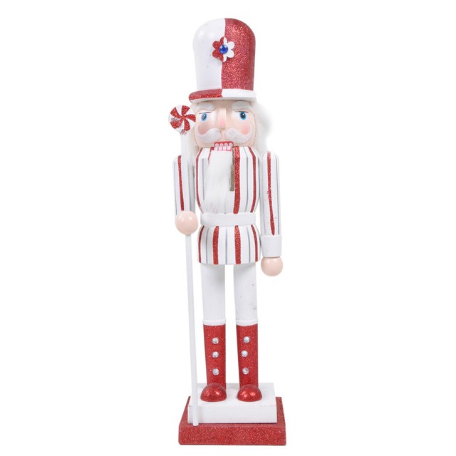 Nutcracker Candy Cane Man Wooden Statue 38cm Toy Home Decor Kids Xmas ...