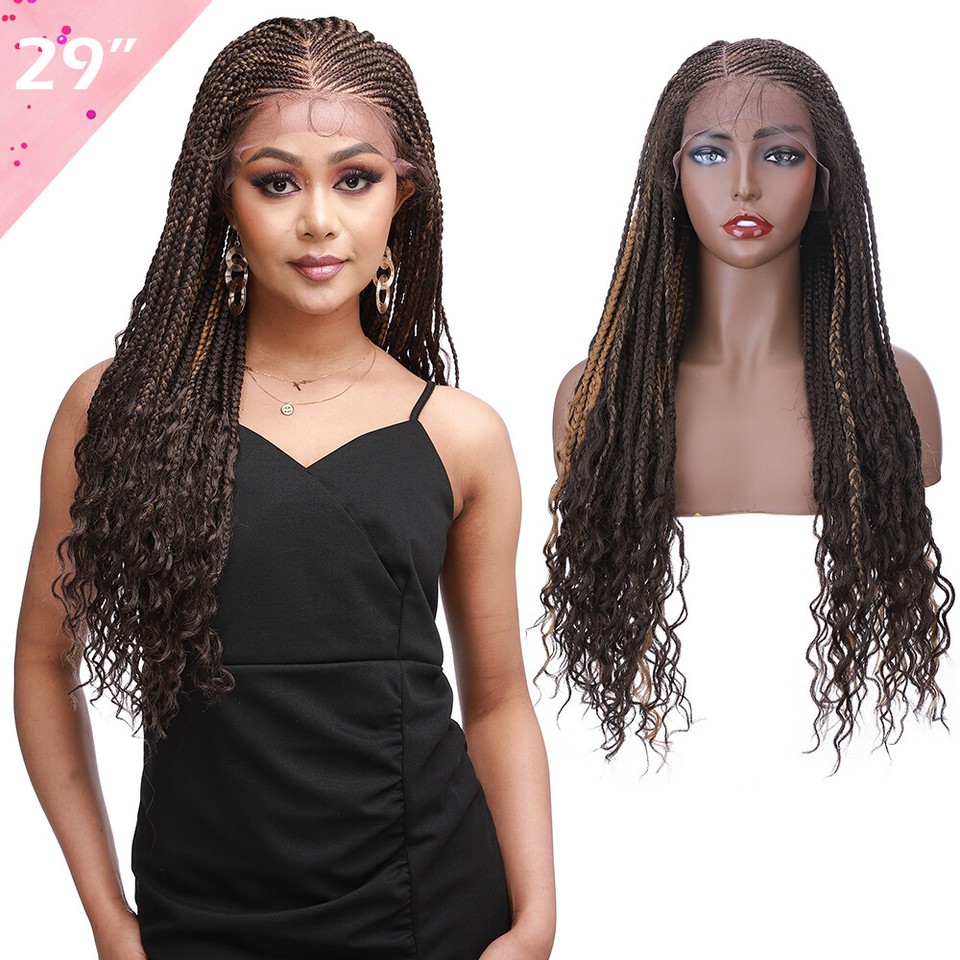 Braided Lace Front Wig Box Braids Wigs Cornrow Lace Braided Wig With ...