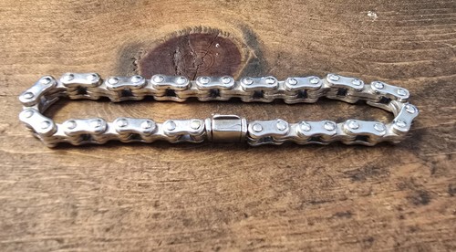 Sterling Silver Bracelet Bike Chain .925 Biker Rocker | eBay