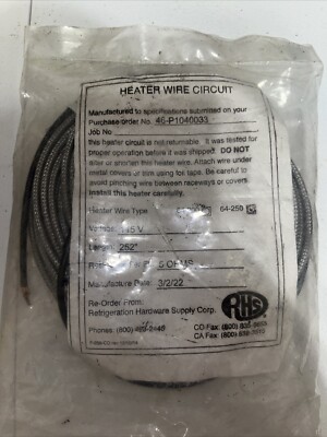 RHS HEATER WIRE CIRCUIT 64-250 LENGTH 252" RESISTANCE 10.6 115V | eBay