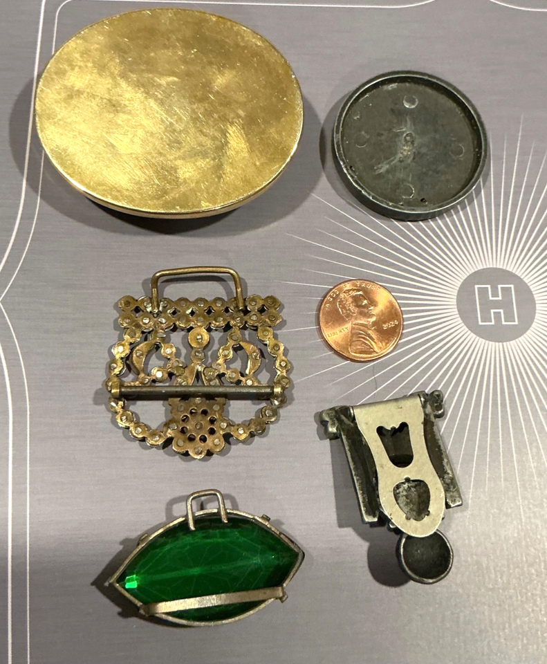 VINTAGE ANTIQUE jewelry PARTS lot, REPAIR, craft. ANGELS, CUT STEEL ...