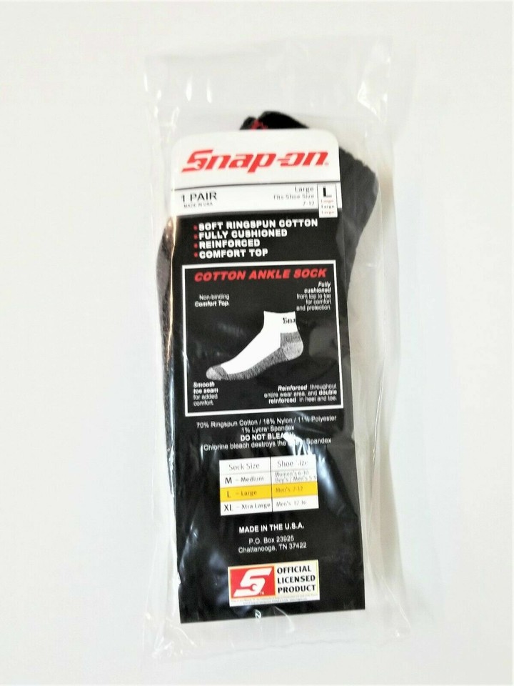 12 Pairs Mens Black Snap On Tools Ankle Socks Large FREE Shipping to ...