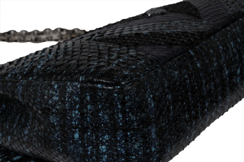 Judith Leiber Zahara Patchwork Python Snake Shoulder Bag Lapis Chain ...