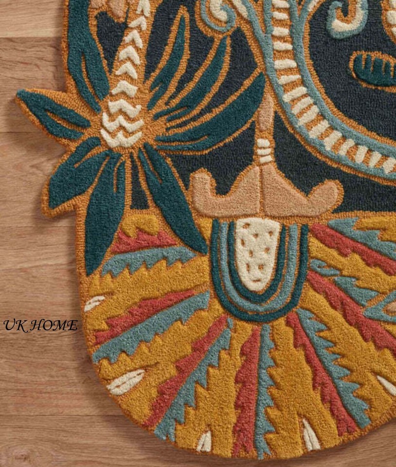 Irregular Art Indian Area Rug 8x10 ft Multi Floral Cut & Loop Carpet ...