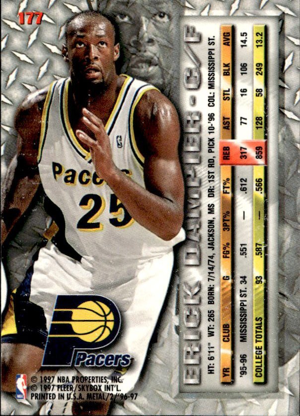 card NBA Erick Dampier Fleer Metal #177 1997 | eBay
