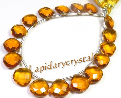 Hydro Quartz Glass Brandy Citrine Beads Heart Faceted Beads 10.5-12mm ...