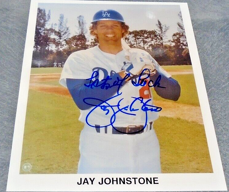 JAY JOHNSTONE BASEBALL AUTOGRAPHED PICTURE B/W GLOSSY LOS ANGELES ...