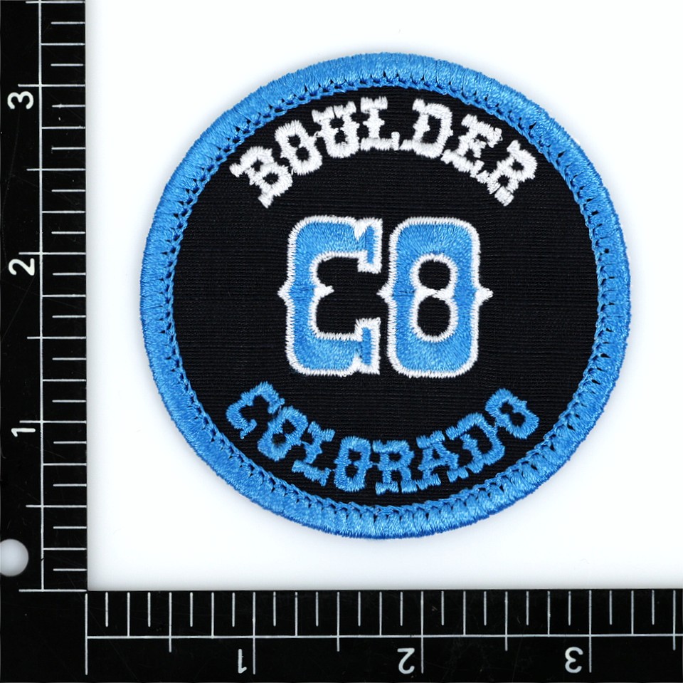 Boulder Colorado Embroidered Patch Black/Aqua Iron-On Sew-On Bag Hat ...