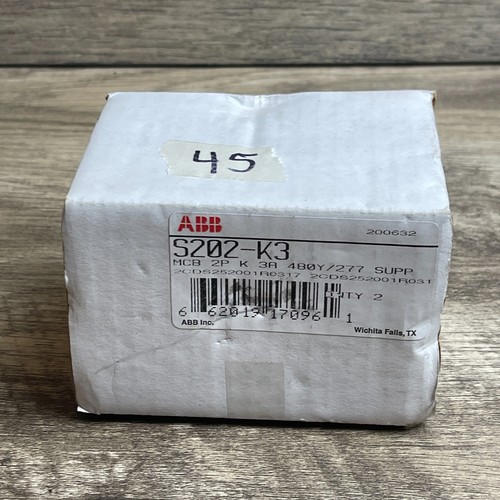 ABB S202-K3 2CDS252001R0317 DIN Rail 480Y/277V 3A 2P Miniature Circuit ...