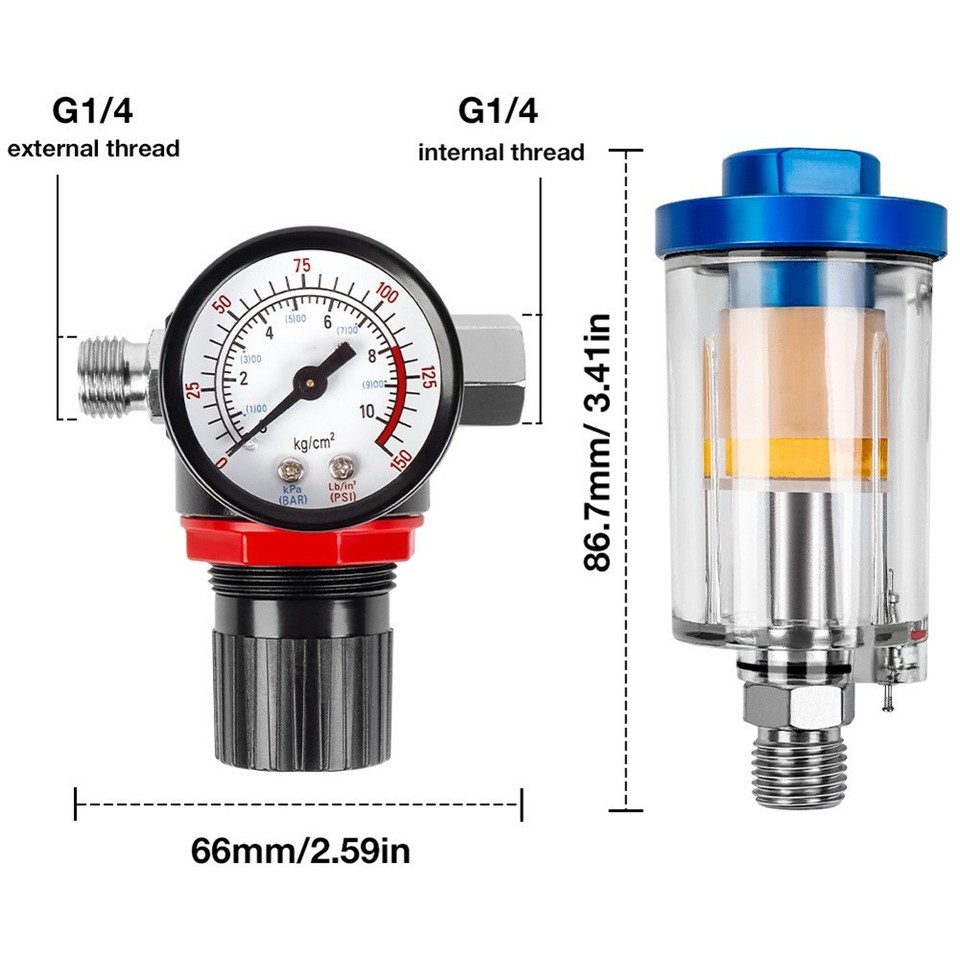 0 to 150 PSI Air Pressure Regulator Gauge Red Black Ring for Visual ...