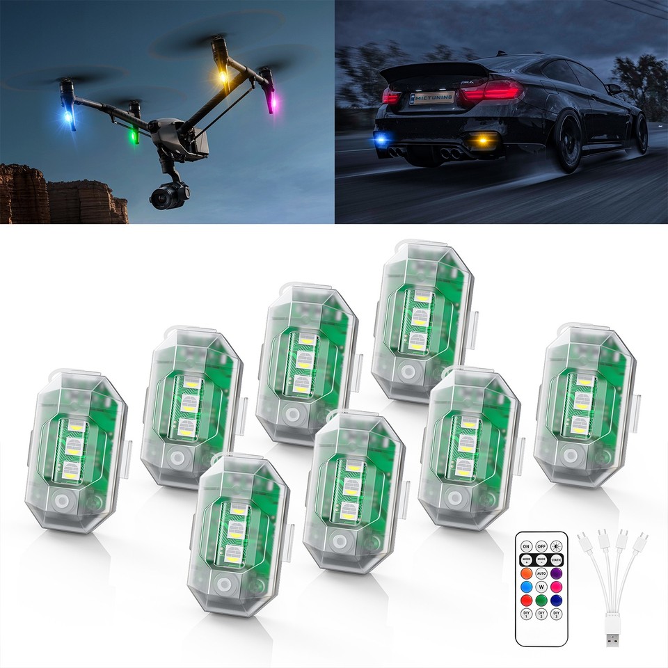Wireless LED Strobe Lights Pods USB Rechargeable Anti-Collision Lamps w ...
