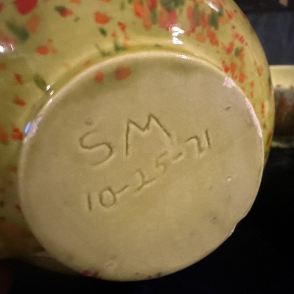 SM Handmade Speckled Ceramic Art Pottery Bowls Set of 4 Yellow Green ...