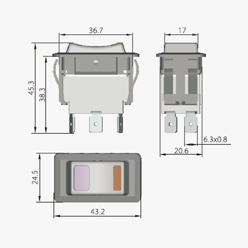 KEDU HY60E 4 Pins 20A 125V/250V 2HP Industrial On Off Rocker Pushbutton ...