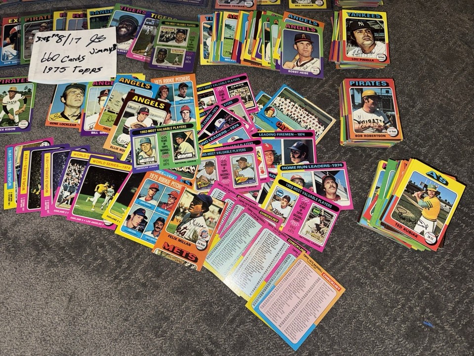 1975 Topps Baseball (660) Plus Extras Very Clean Lots Of HOF Mantle ...
