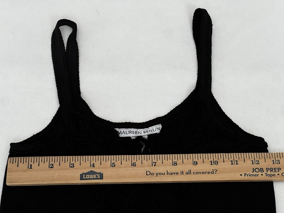 Vintage Maureen Benun Black Soutache Lace & Cotton Tank Top Women’s S ...