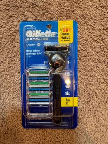 GILLETTE PROGLIDE RAZOR HANDLE, 4 Total BLADES GENUINE GILLETTE SETS ...