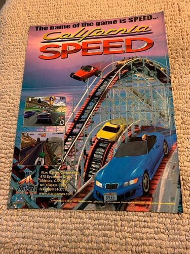Original 11-8 1/4” California Speed Atari Arcade Video GAME FLYER | eBay